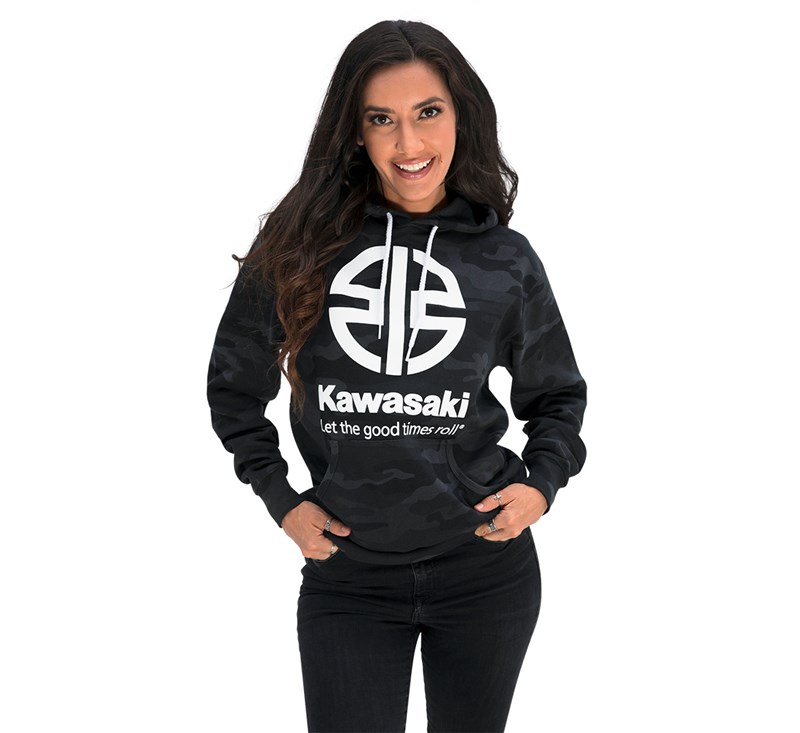 Kawasaki River Mark Logo Camo Pullover Hooded Sweatshirt